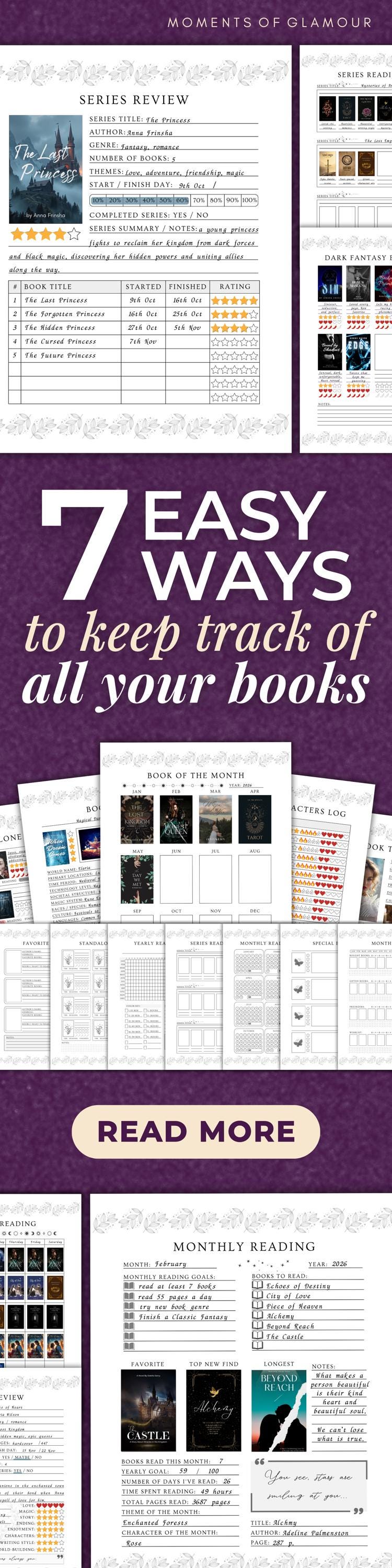 Printable Fantasy Reading Journal PDF Book Tracker Romantasy Reading ...