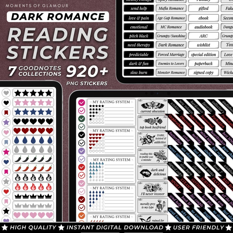 Reading Sticker for Journaling Sticker Star Rating Digital Sticker Book ...