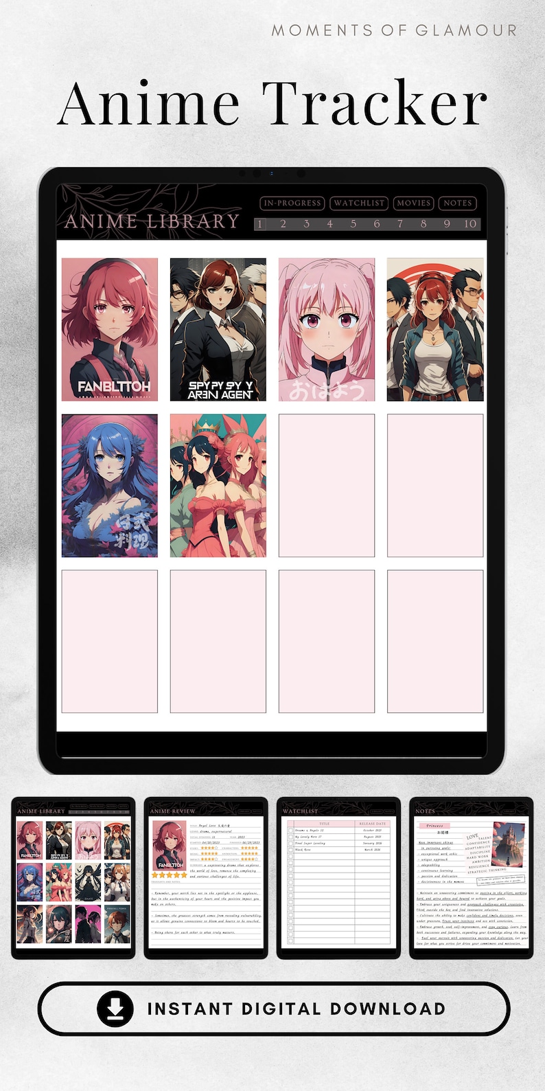 Digital Anime Journal Template Anime Notebook Digital Anime Planner ...