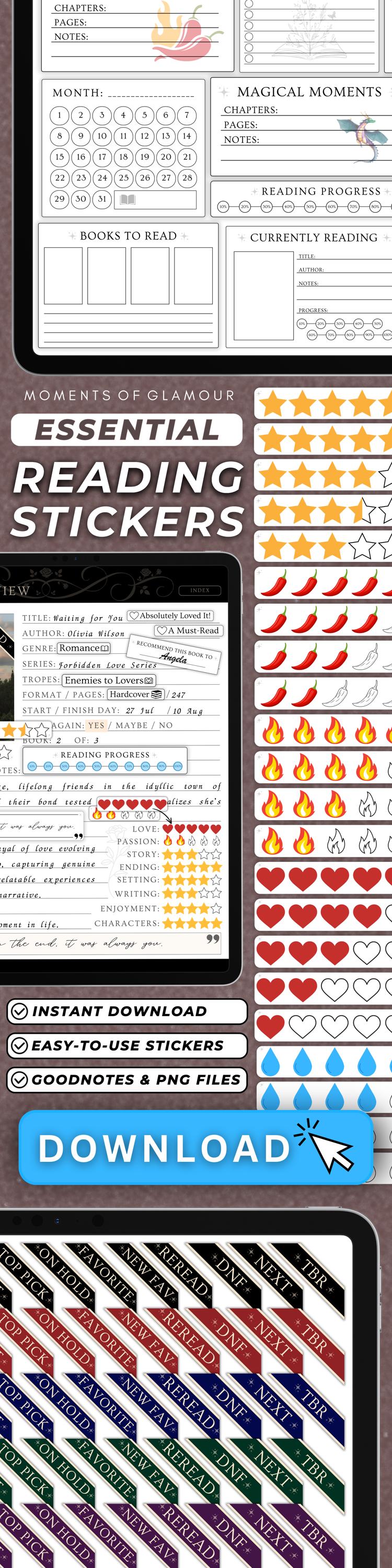 Digital Reading Journal Sticker for Reader Sticker Pack Digital ...