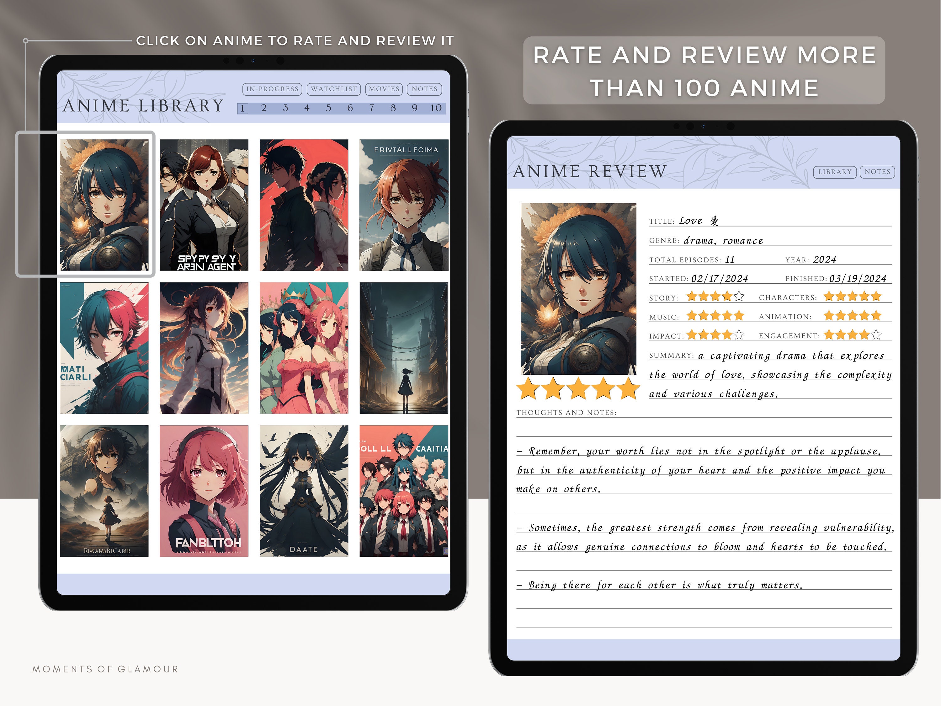 Anime Journal Digital Planner for Anime Fan Notebook Anime Tracker ...
