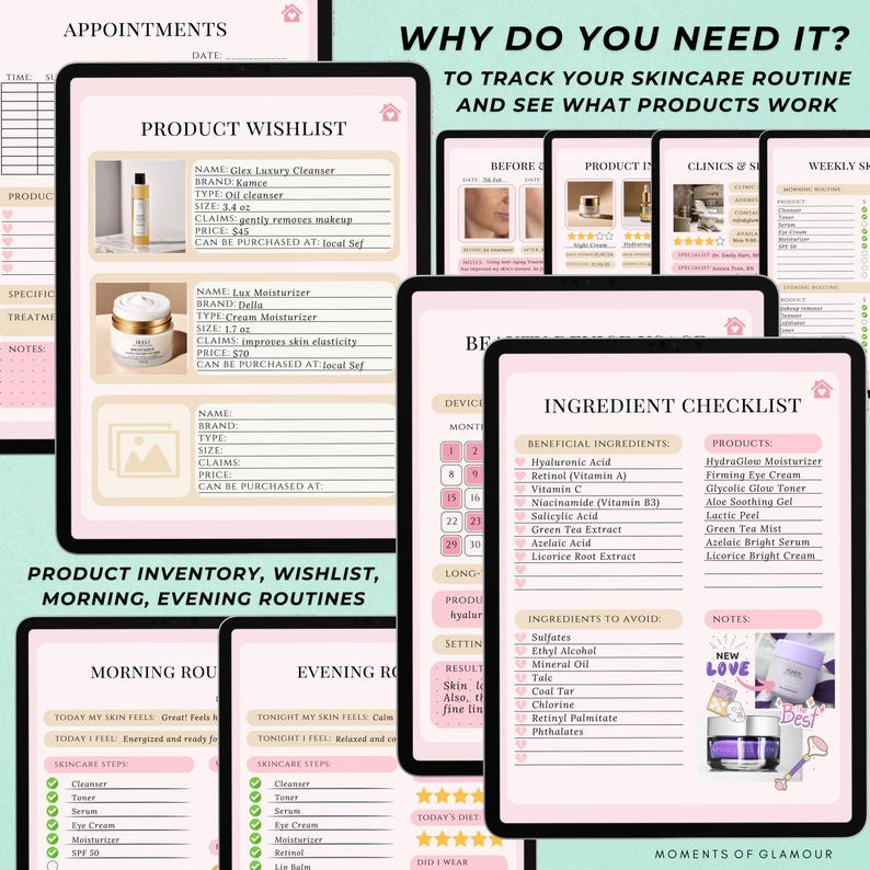 Skincare Digital Journal Skin Care Routine Tracker Digital Skincare ...