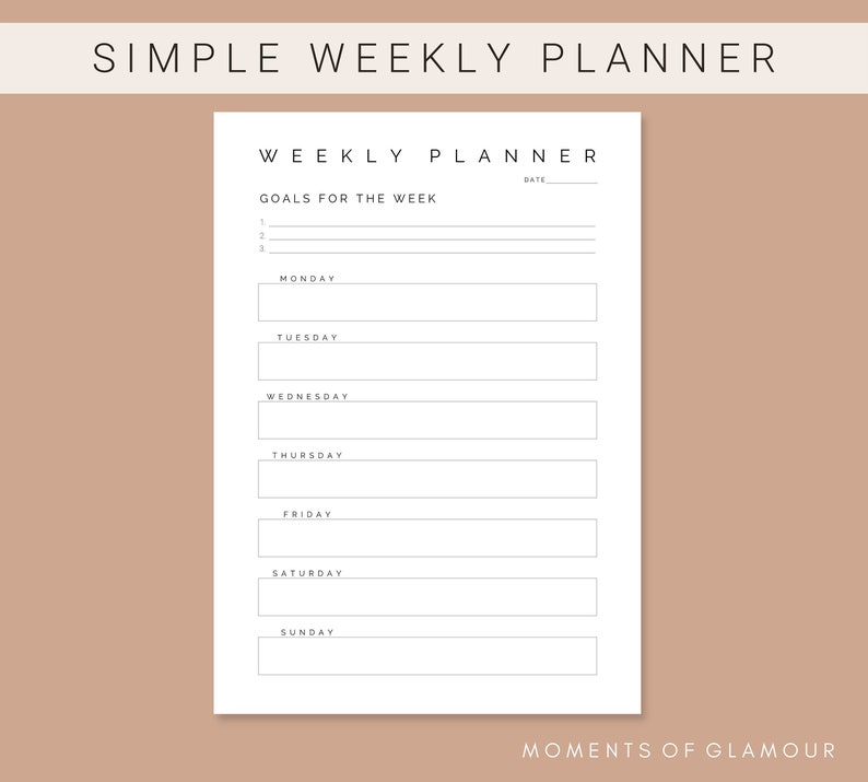 Simple Weekly Planner Printable Planner Template - Etsy