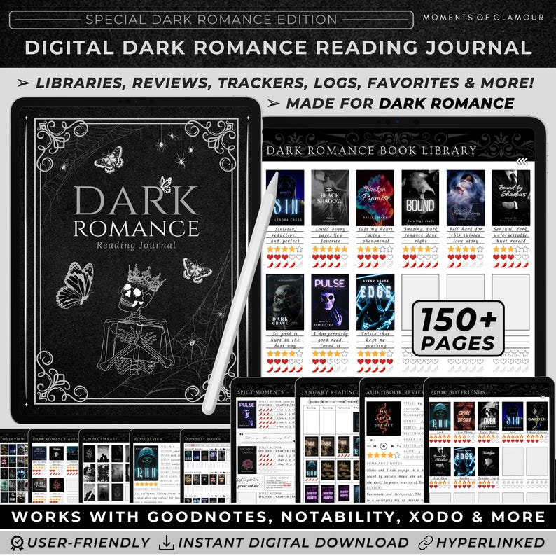 Dark Romance Bundle PNG Sticker for Digital Planner Book Themed Sticker ...
