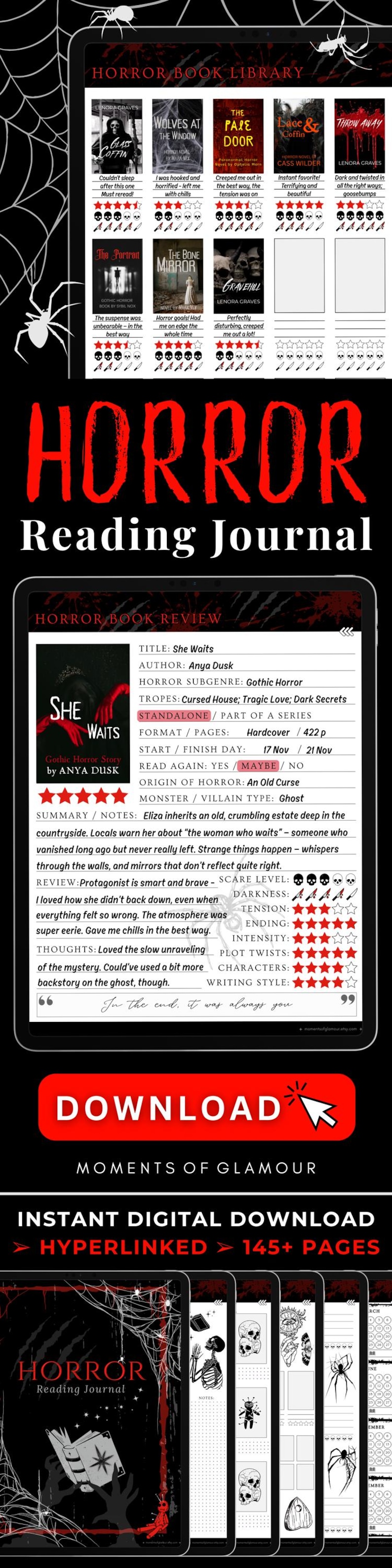 Book Journal Horror Digital Download Reader Book Journal Dark Mystical ...