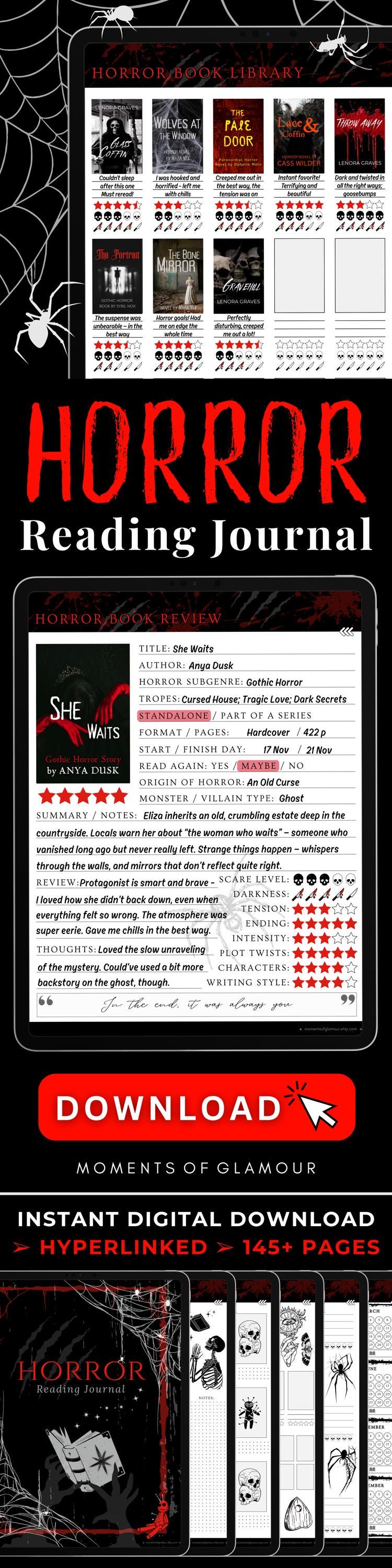 Book Journal Horror Digital Download Reader Book Journal Dark Mystical ...