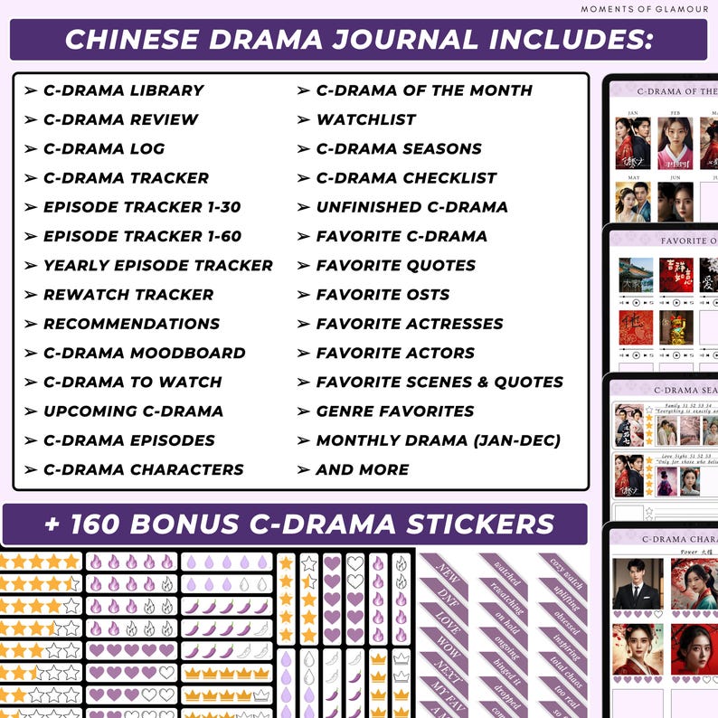 Asian Drama Journal Goodnote Sticker Chinese Drama Tracker Journal ...