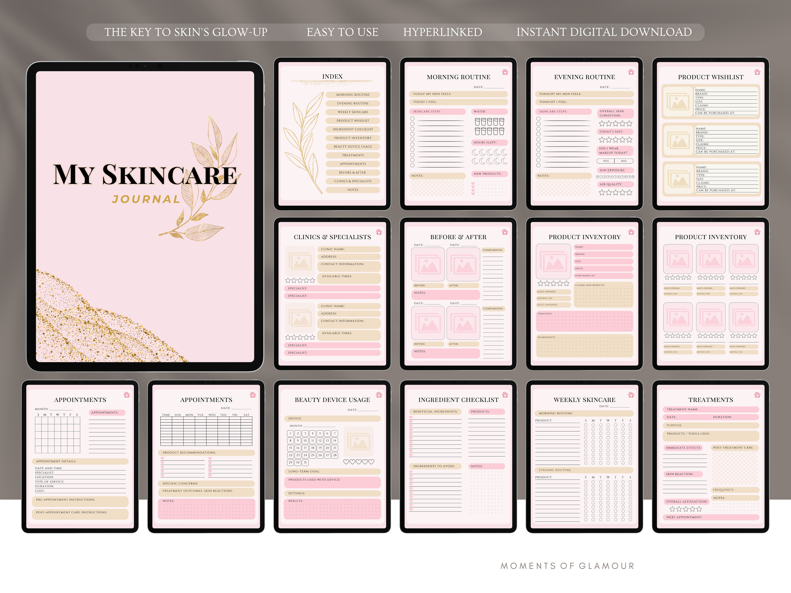 Skin Care Routine Journal Digital Self Care Planner for Skincare ...