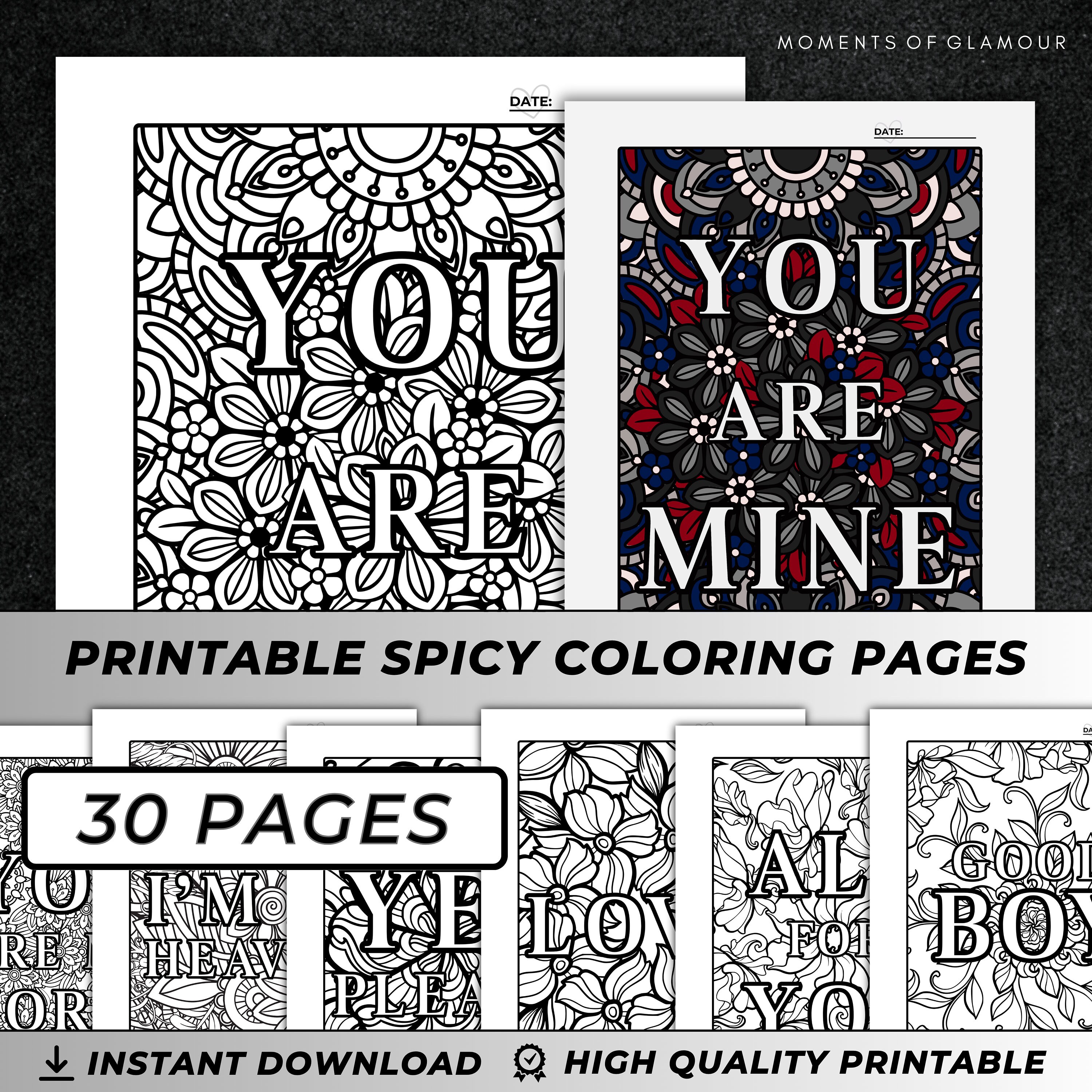 Romance Book Coloring Page for Adult Spicy Coloring Sheet for Smut ...