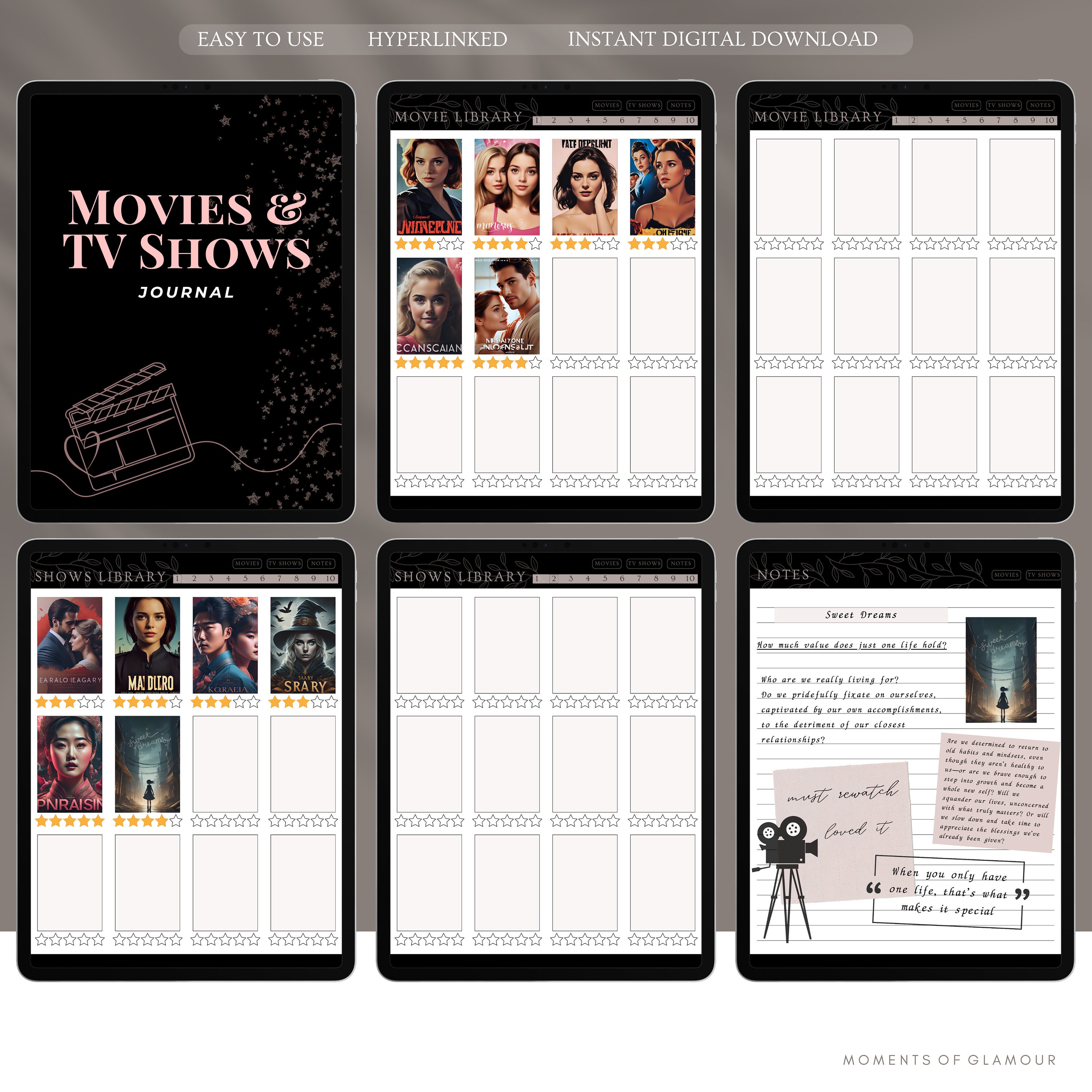 Movie Logging Journal for Film Rating Logbook for Movie Review Template ...