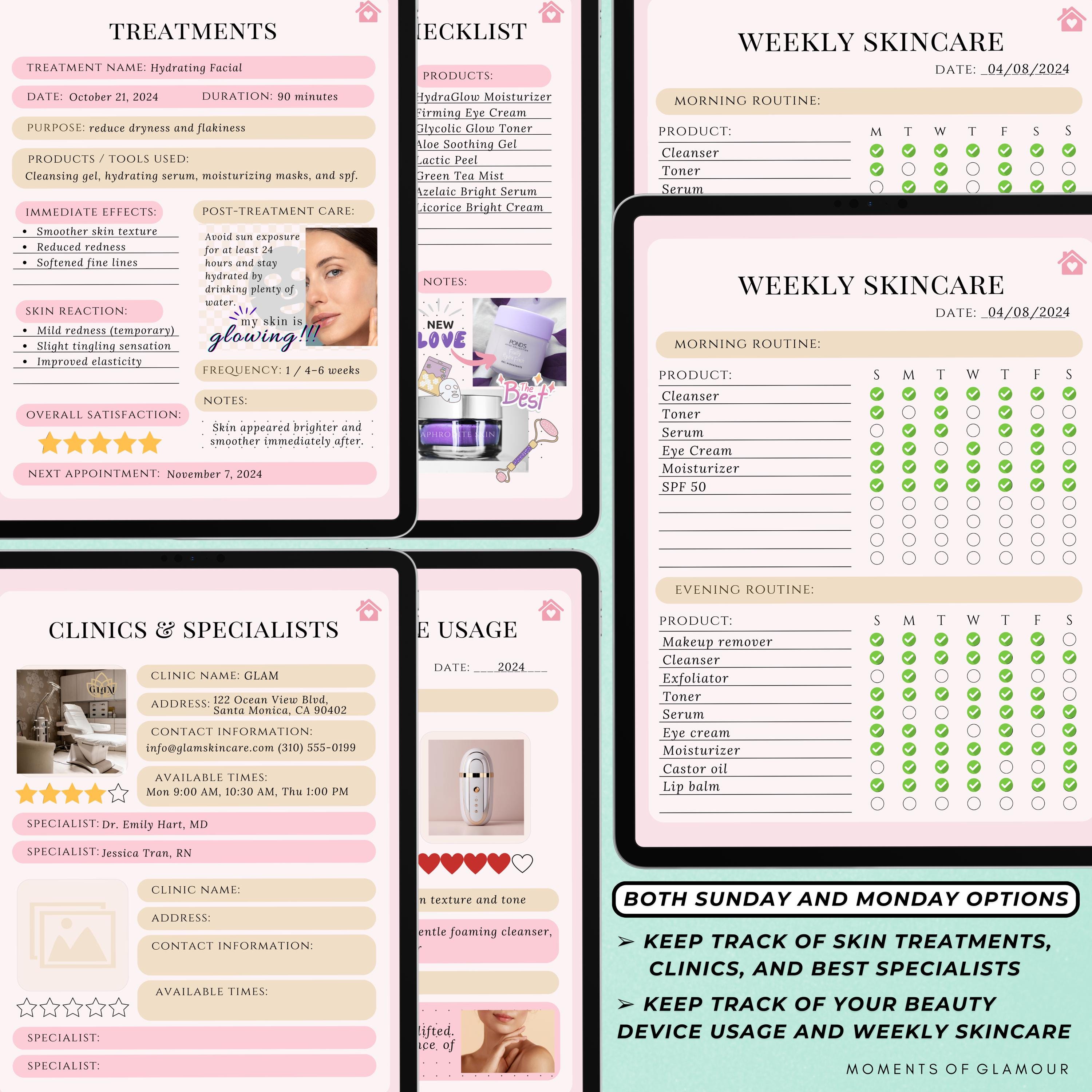 Skin Care Routine Journal Digital Self Care Planner for Skincare ...