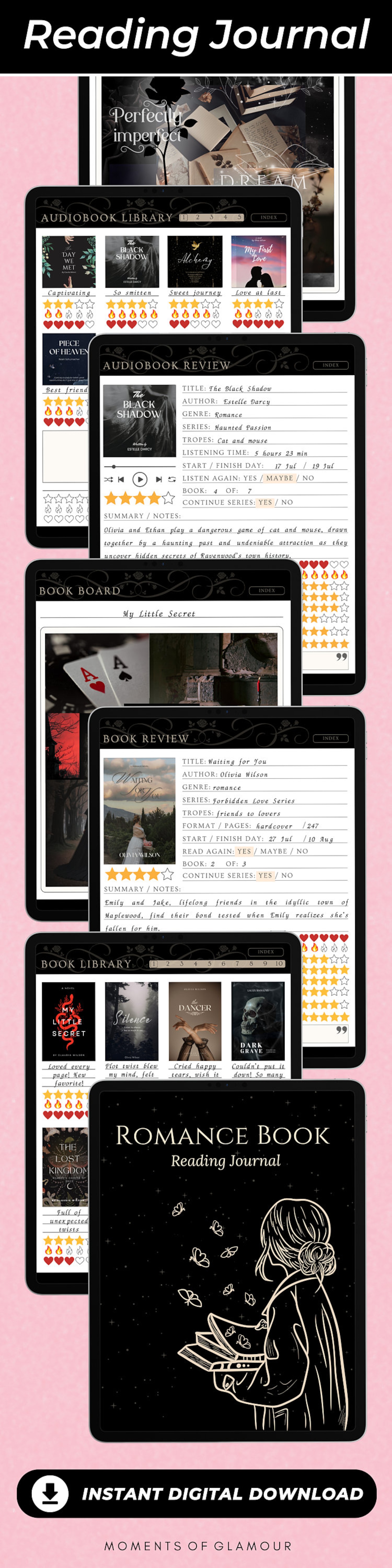 Smut Reading Journal for Romance Reader Book Journal Digital Spicy ...