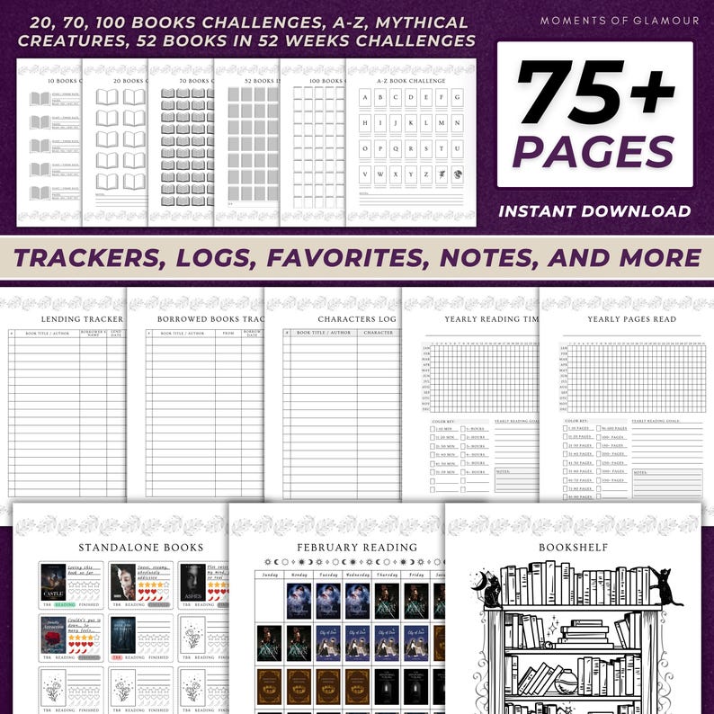 Printable Fantasy Reading Journal PDF Book Tracker Romantasy Reading ...