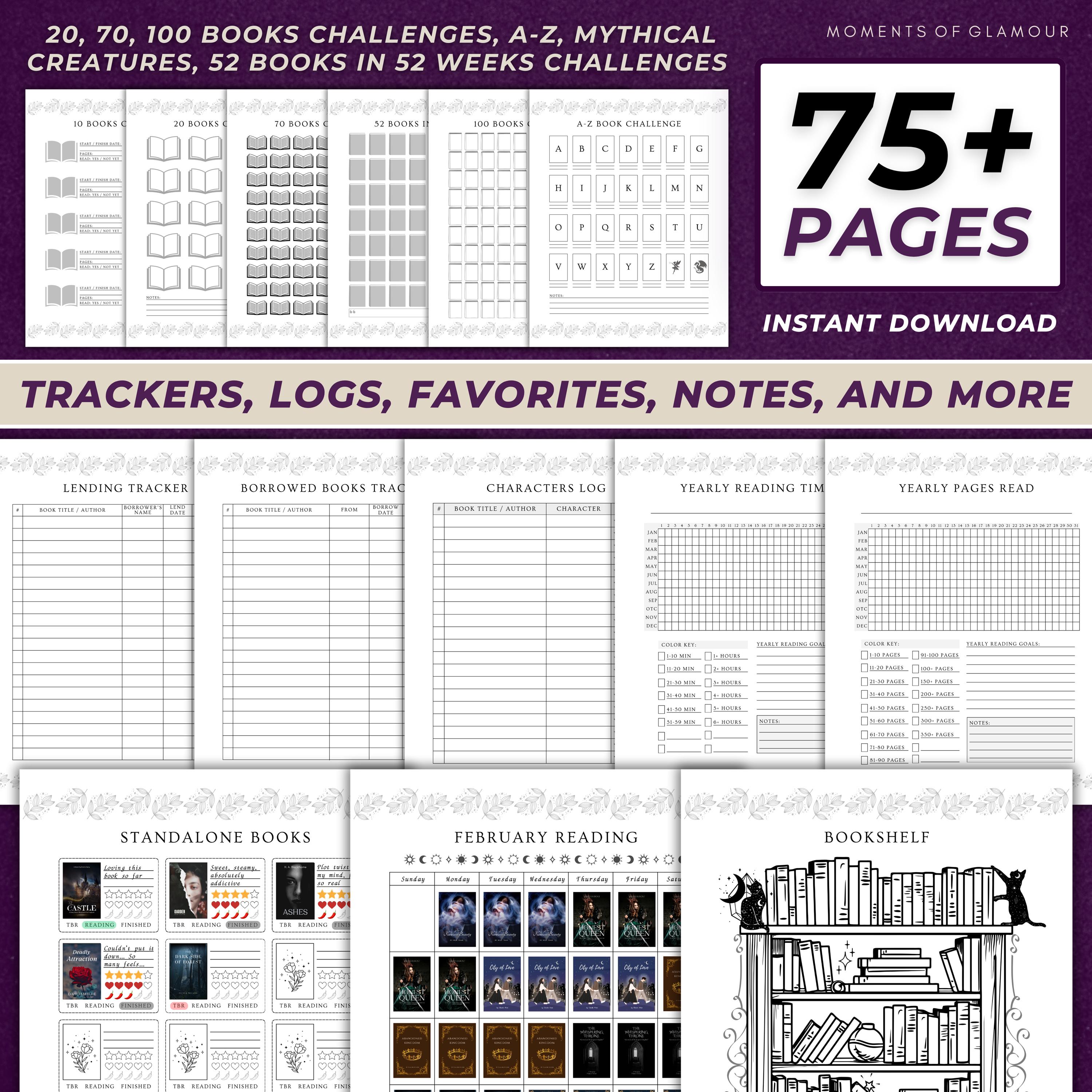 Printable Fantasy Reading Journal PDF Book Tracker Romantasy Reading ...