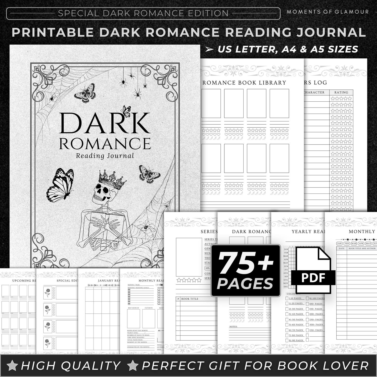 Dark Romance Bundle PNG Sticker for Digital Planner Book Themed Sticker ...