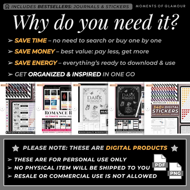 WHOLE SHOP BUNDLE Digital Planning Sticker for Goodnote Reading Journal ...