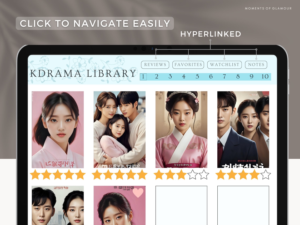 Kdrama Digital Journal K Drama Tracker K-drama List Digital Kdrama Planner Korean Drama Movie ...