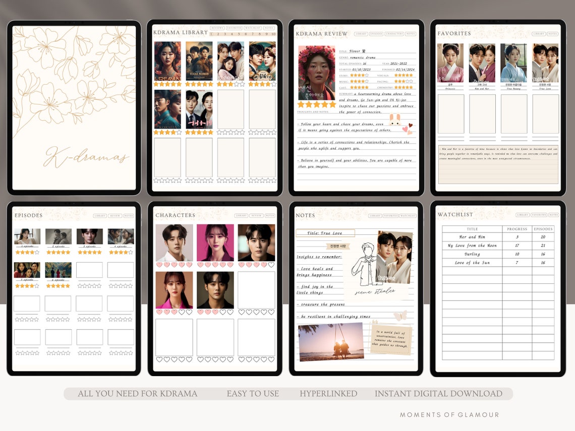 Digital K Drama Journal Kdrama Tracker Digital K-drama Journal for ...