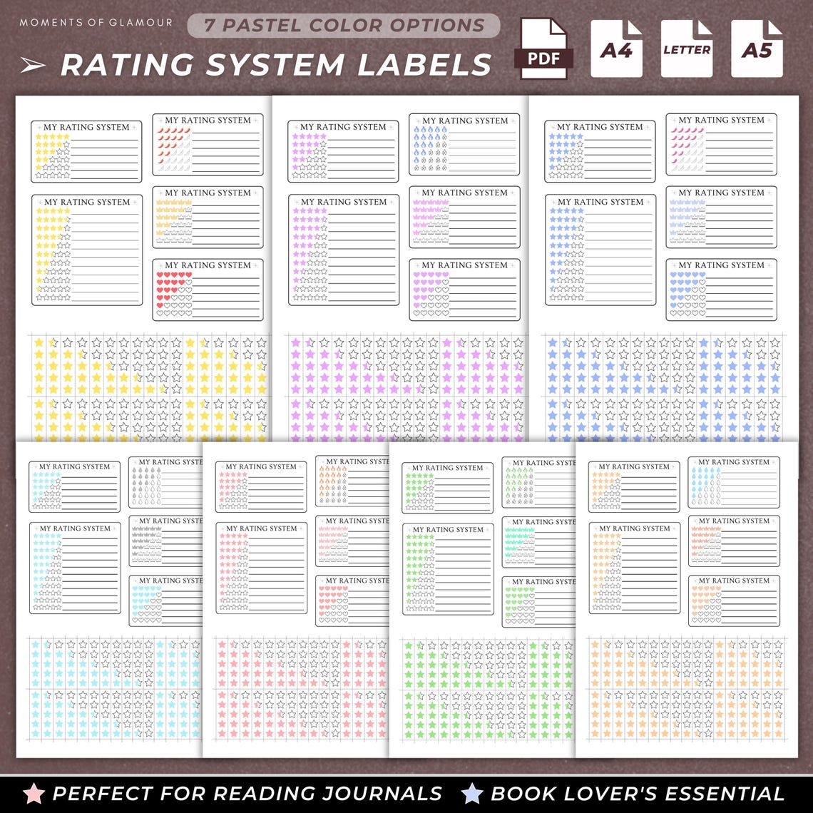 Printable Reading Sticker Bundle Rating Sticker Journal Reading Sticker ...