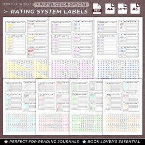 Printable Reading Sticker Bundle Rating Sticker Journal Reading Sticker ...
