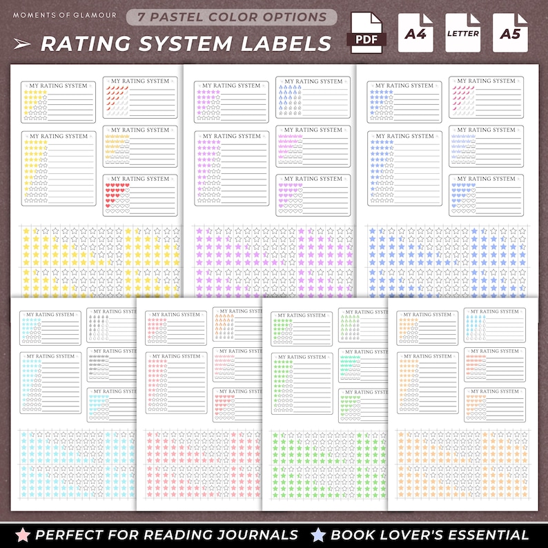 Printable Reading Sticker Bundle Rating Sticker Journal Reading Sticker ...