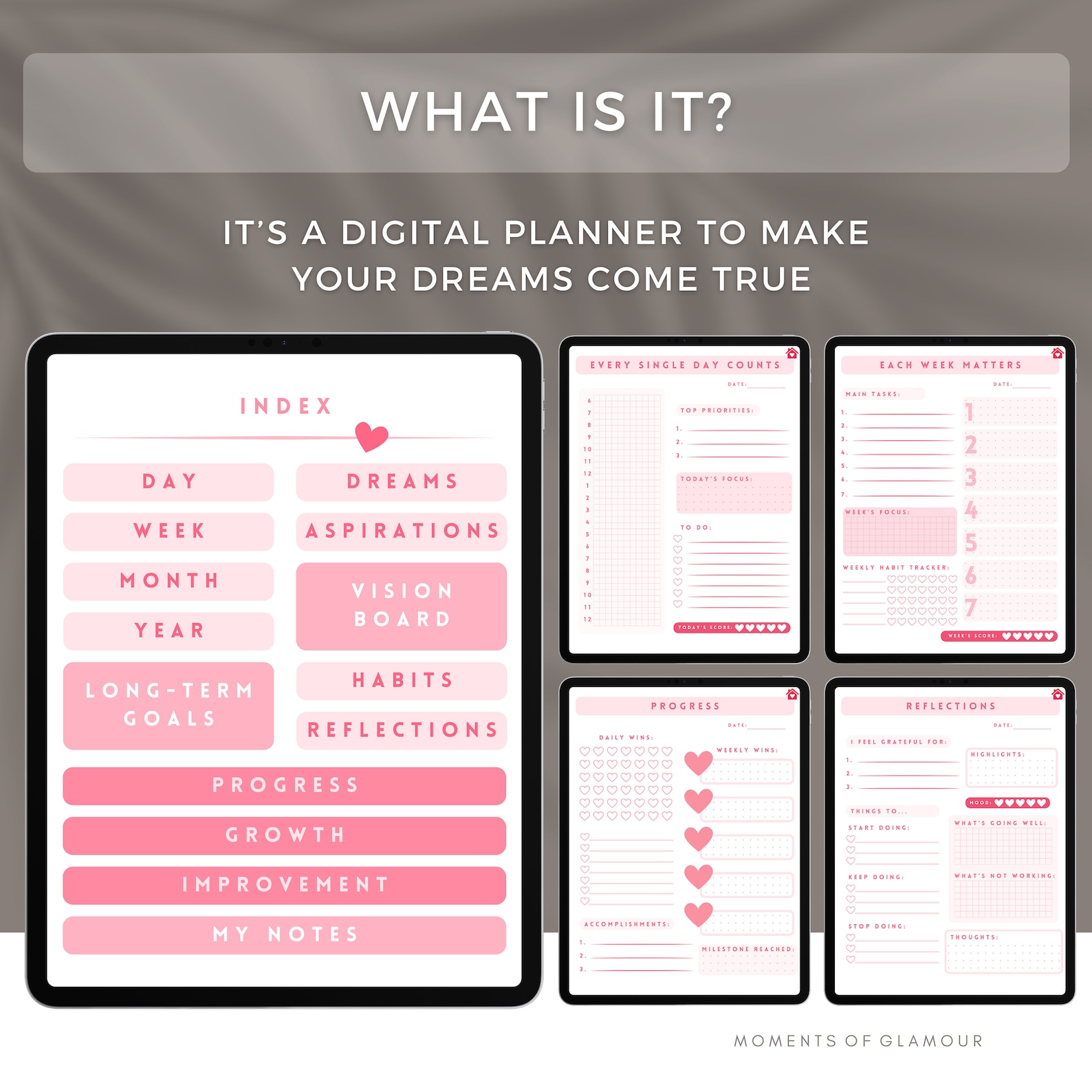 Dream Life Daily Planning Template for Goal Setting Digital Planner for ...