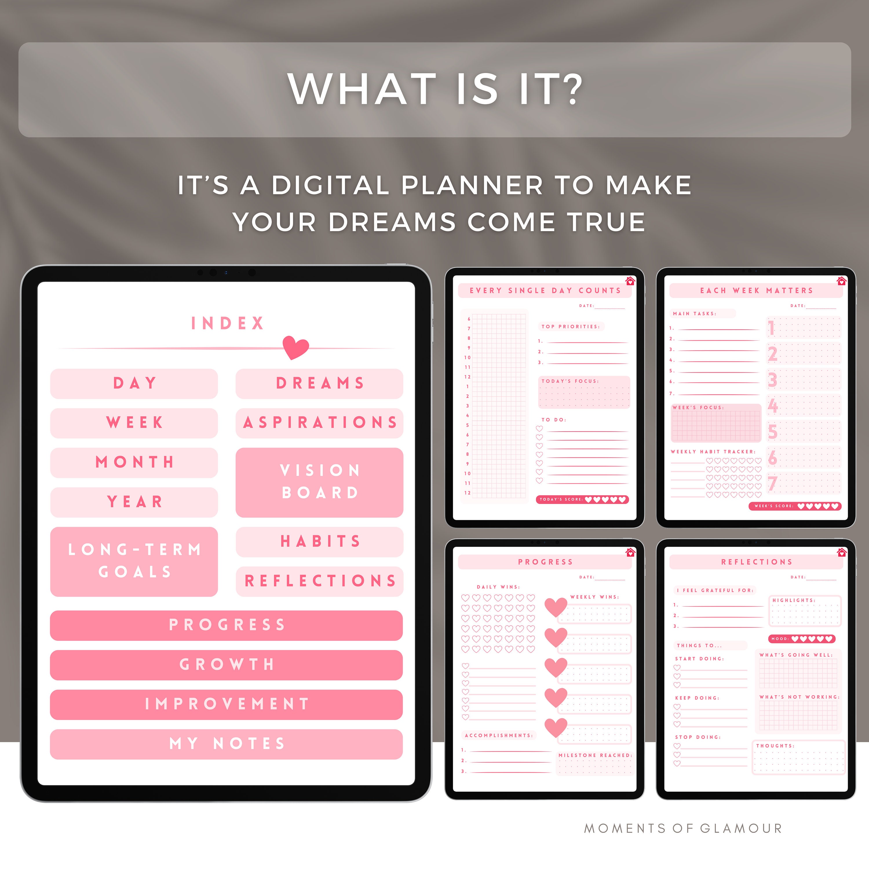 Dream Life Daily Planning Template for Goal Setting Digital Planner for ...