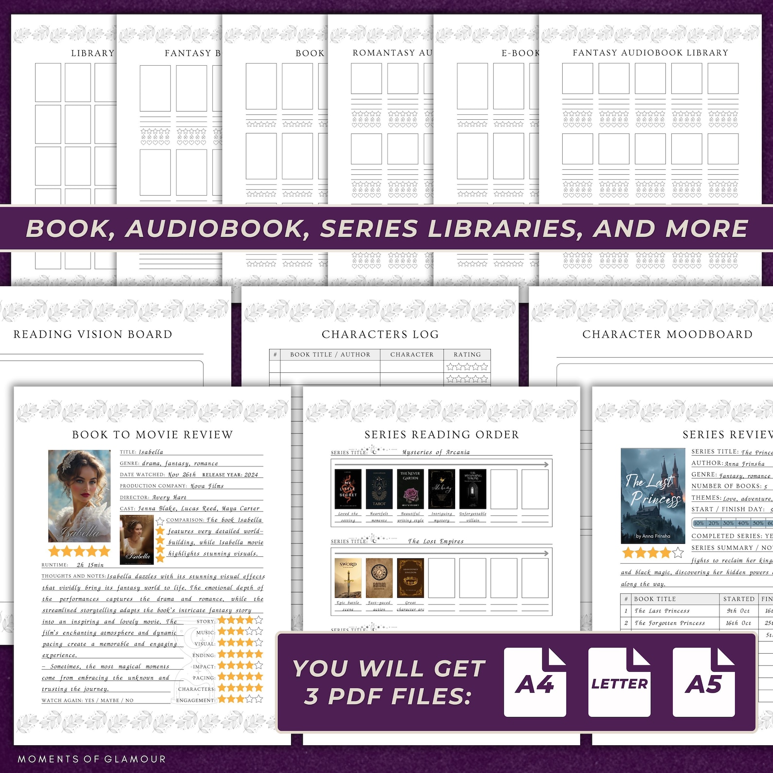 Printable Fantasy Reading Journal PDF Book Tracker Romantasy Reading ...