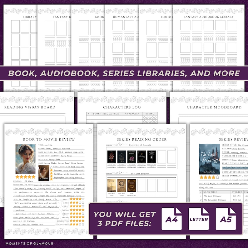 Printable Fantasy Reading Journal PDF Book Tracker Romantasy Reading ...
