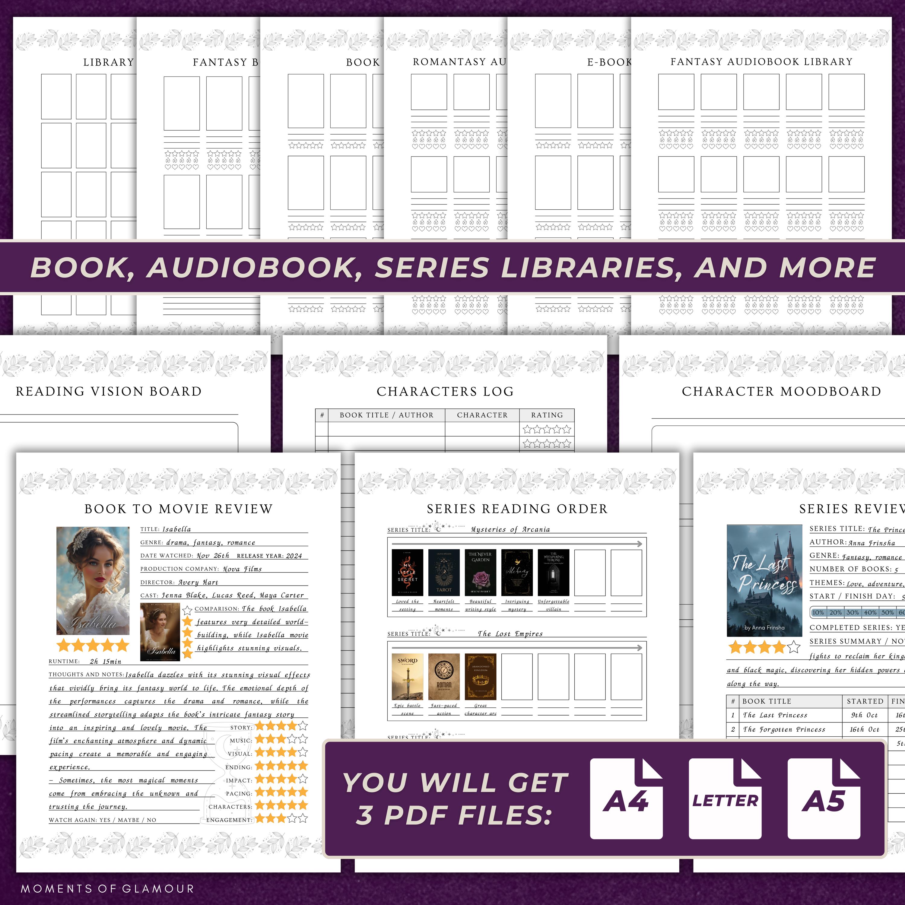Printable Fantasy Reading Journal PDF Book Tracker Romantasy Reading ...