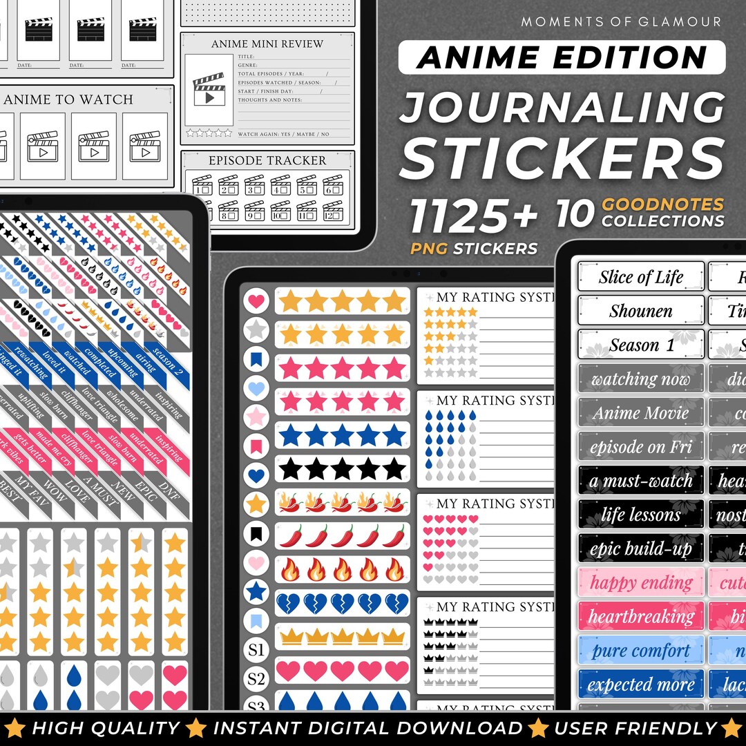 Anime Journal Digital Sticker Movies and Series Tracker Sticker Anime ...