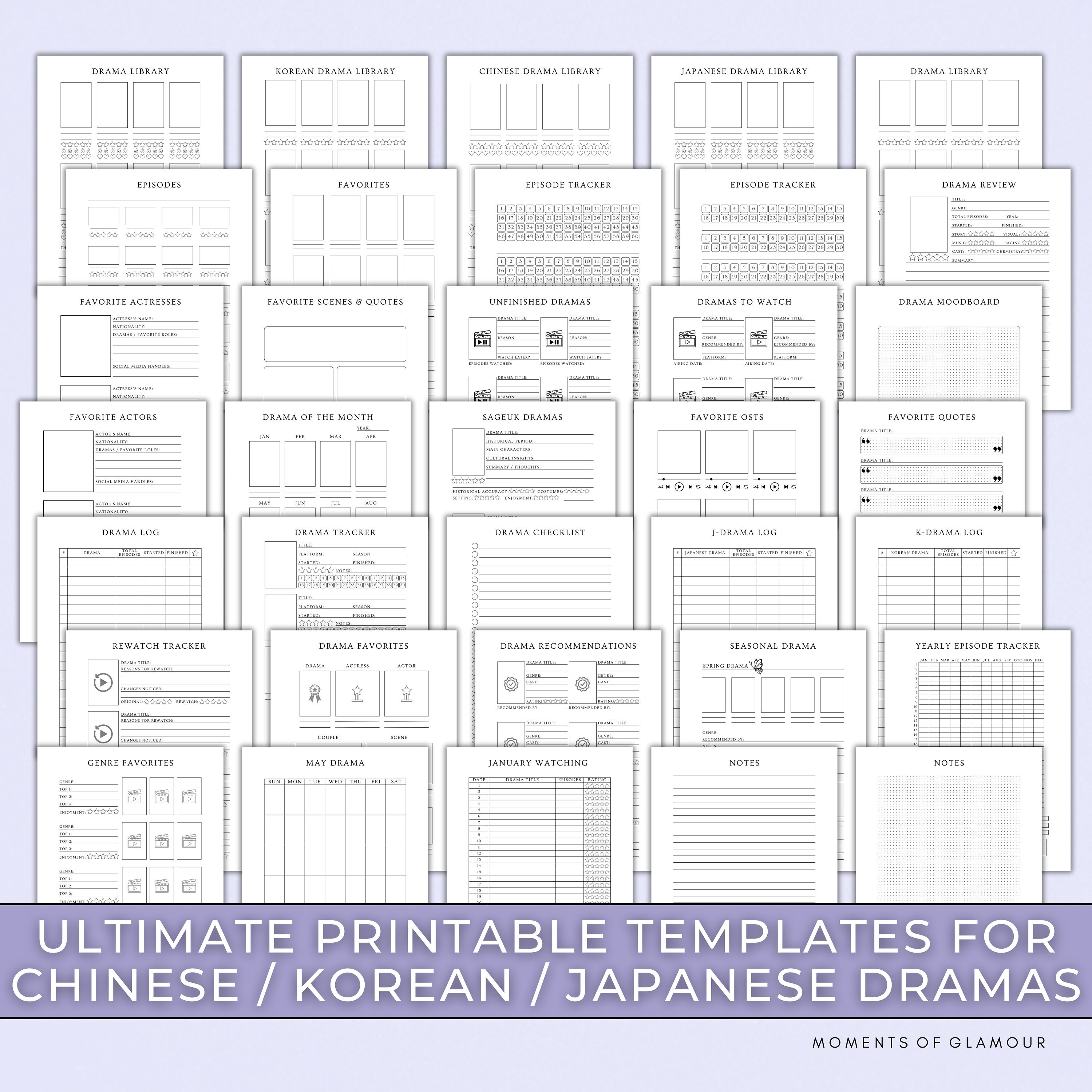 Drama Journal Printable Template for Kdrama Journal Insert Page Cdrama ...