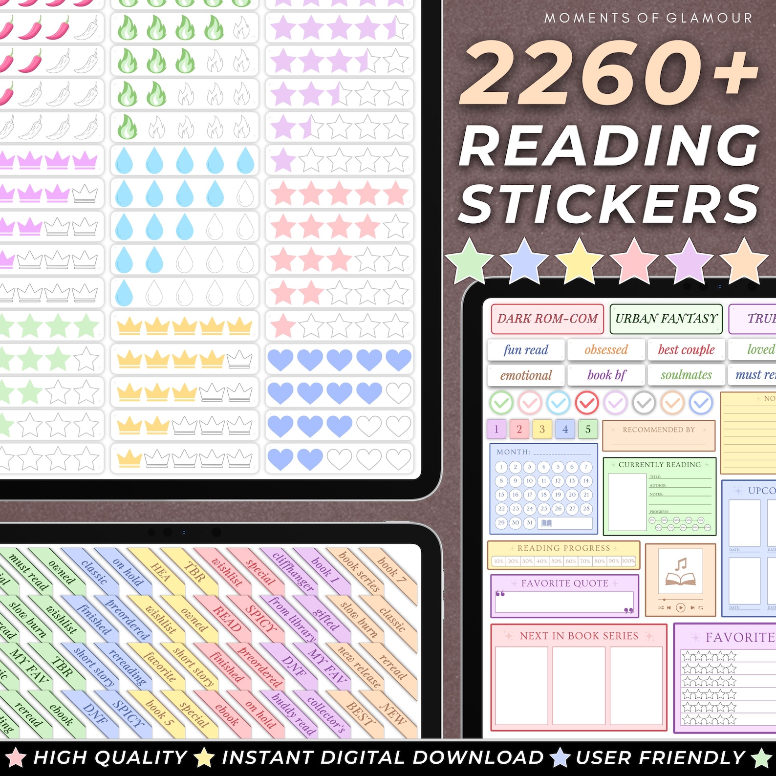 Pastel Reading Sticker for Book Rating Sticker for Reading Journal ...