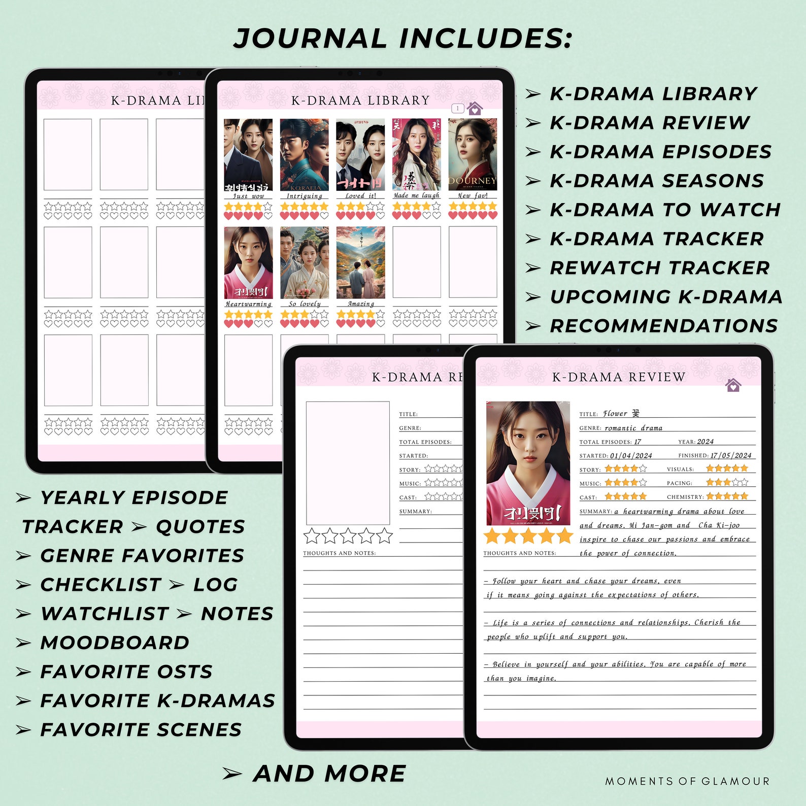 Kdrama Journal for Show Tracking Digital Logbook for Asian Drama ...