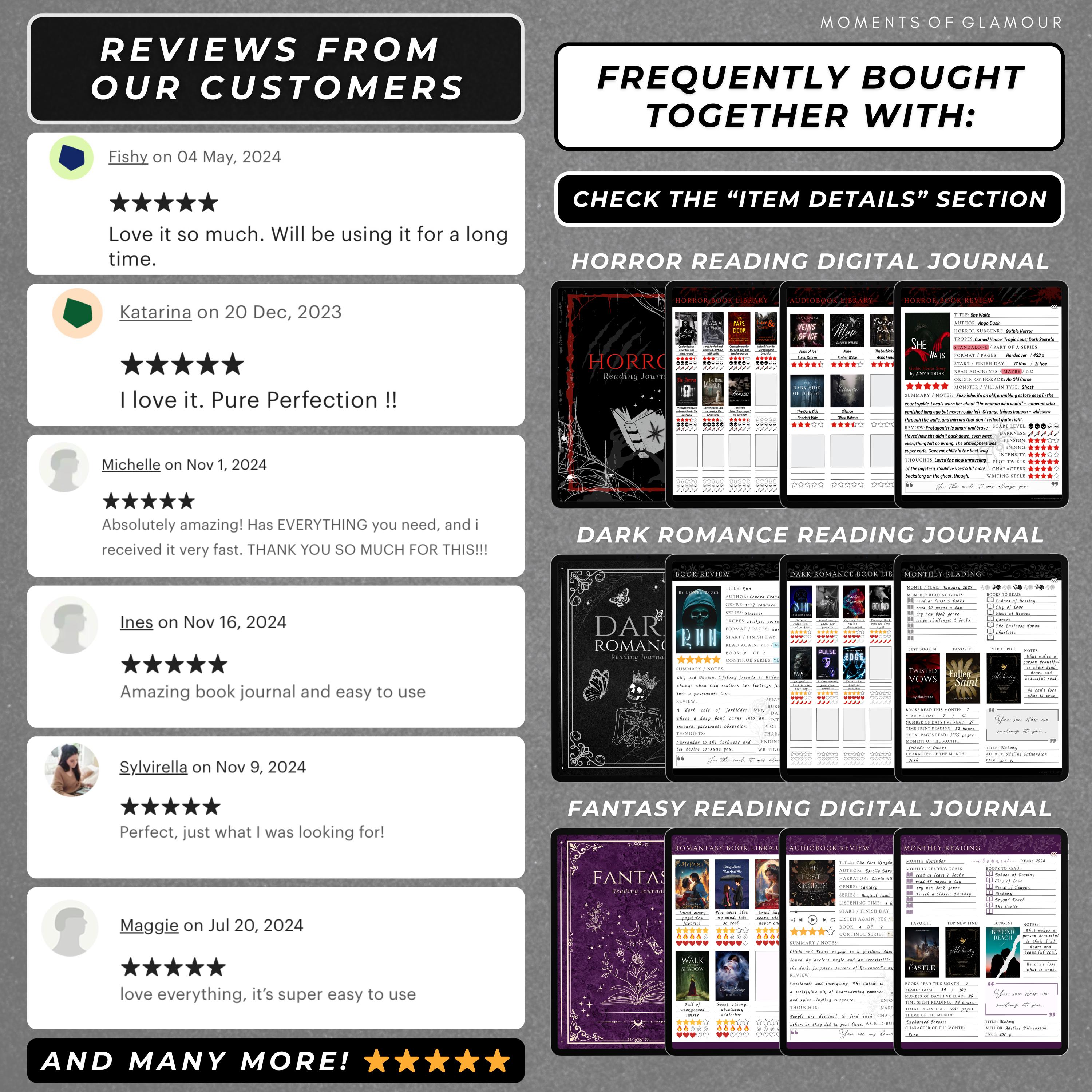 Horror Printable Reading Log Book Tracker Template for Journaling ...