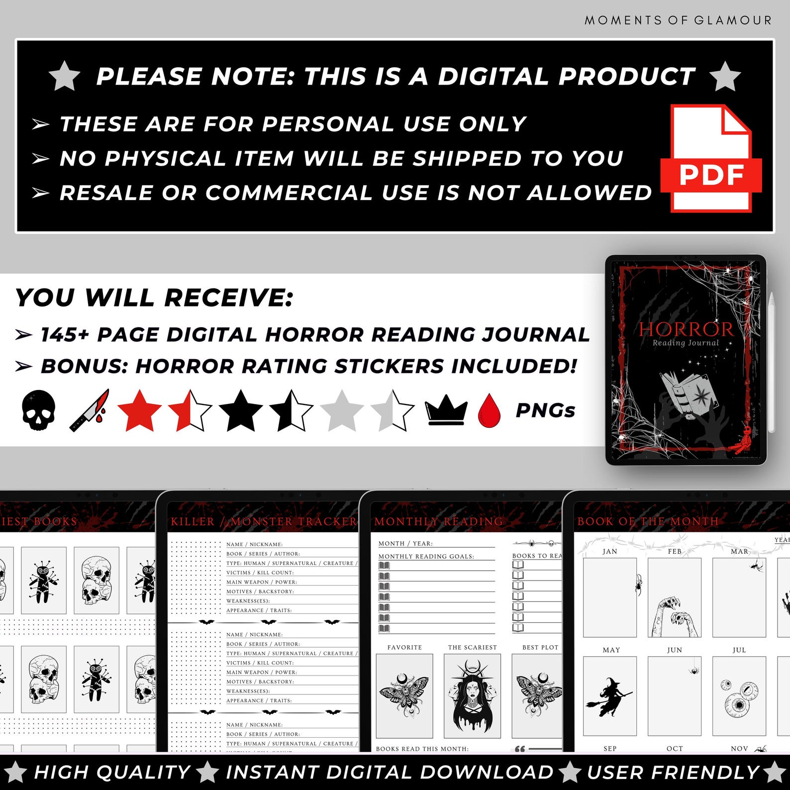 Book Journal Horror Digital Download Reader Book Journal Dark Mystical ...
