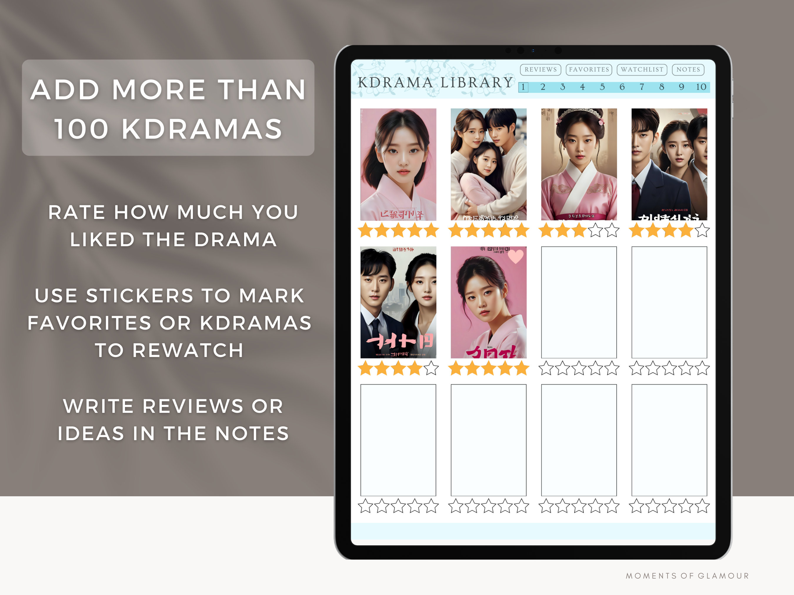 Kdrama Digital Journal K Drama Tracker K-drama List Digital Kdrama Planner Korean Drama Movie ...
