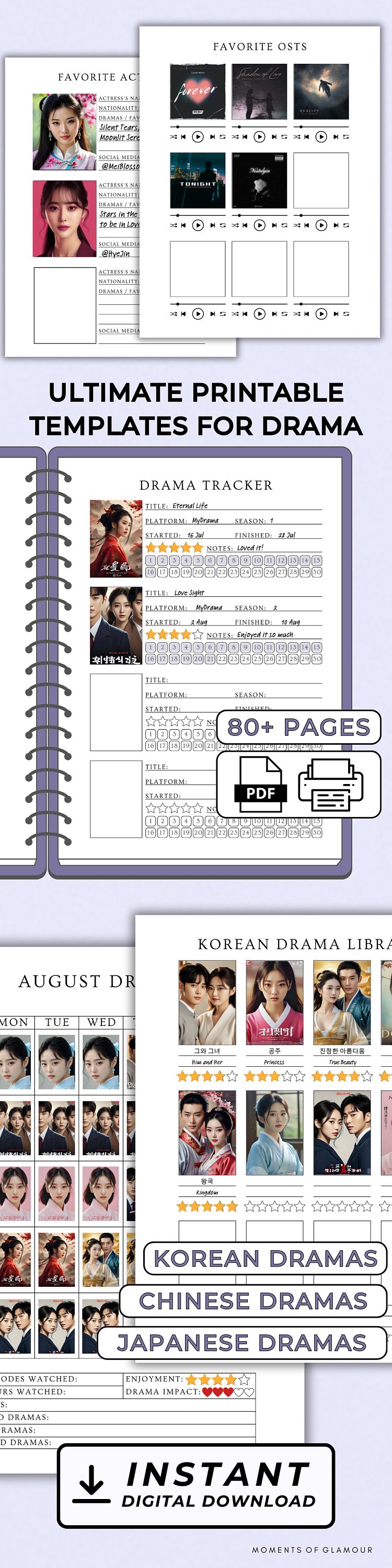 Drama Journal Printable Template for Kdrama Journal Insert Page Cdrama ...