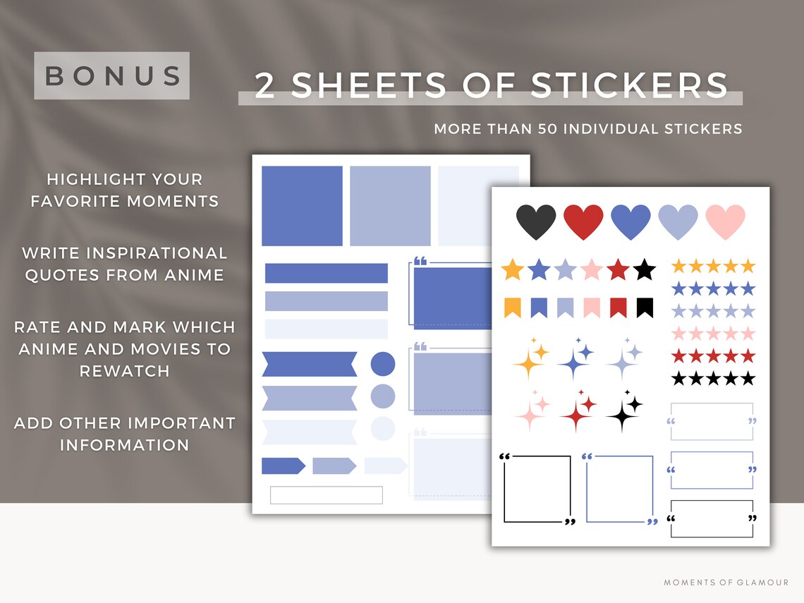 Digital Anime Journal Template Anime Checklist Anime Watchlist Digital ...