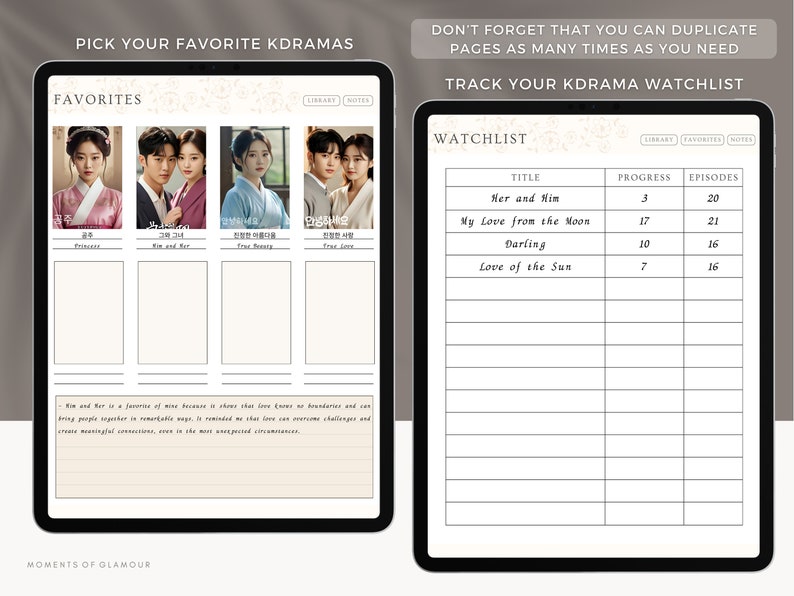 Digital K Drama Journal Kdrama Tracker Digital K-drama Journal for ...