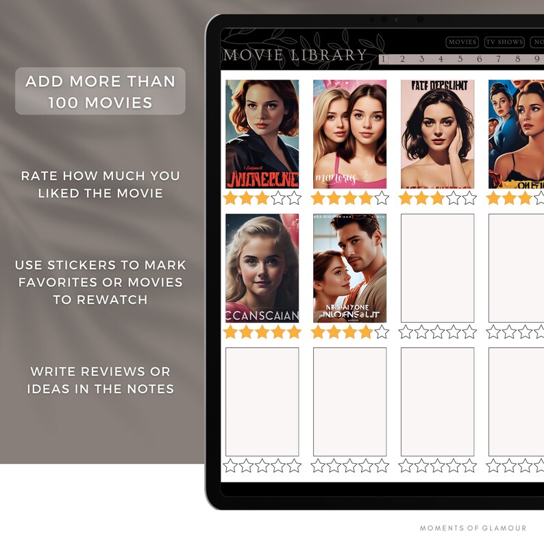 Movie Logging Journal for Film Rating Logbook for Movie Review Template ...