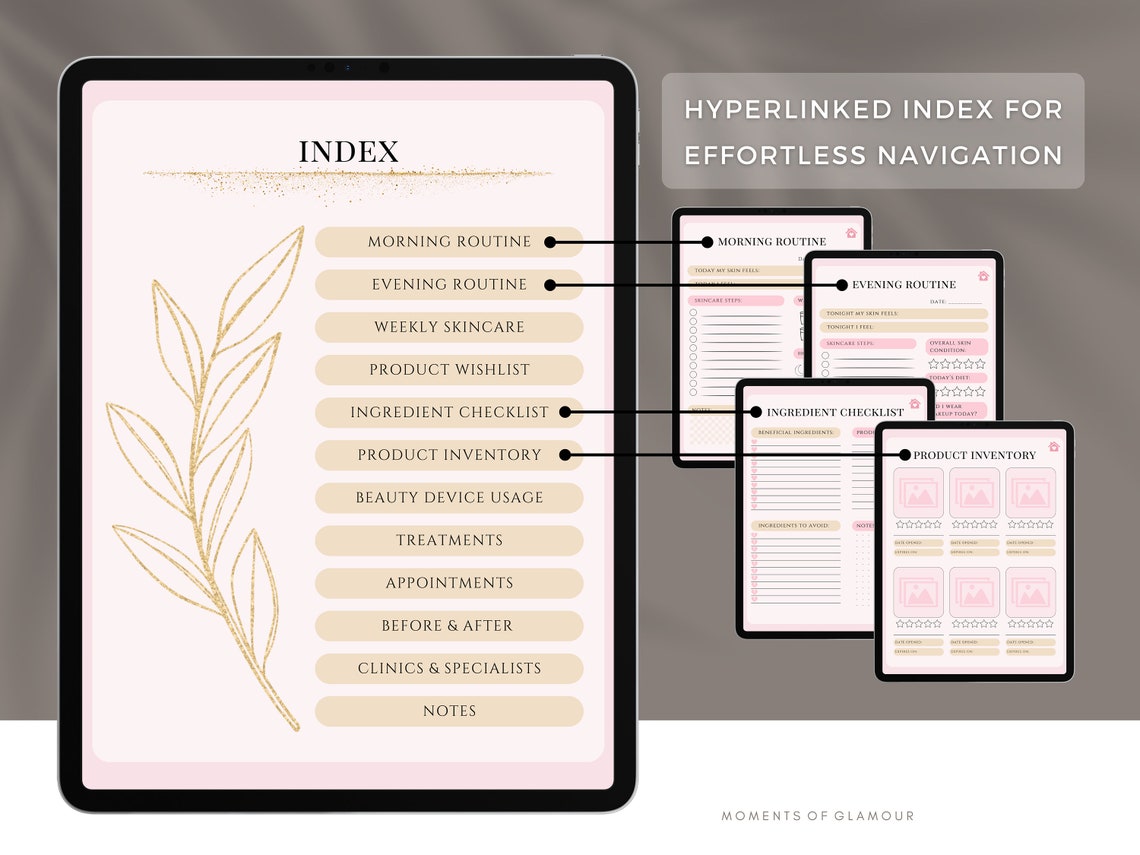 Skin Care Routine Journal Digital Self Care Planner for Skincare ...