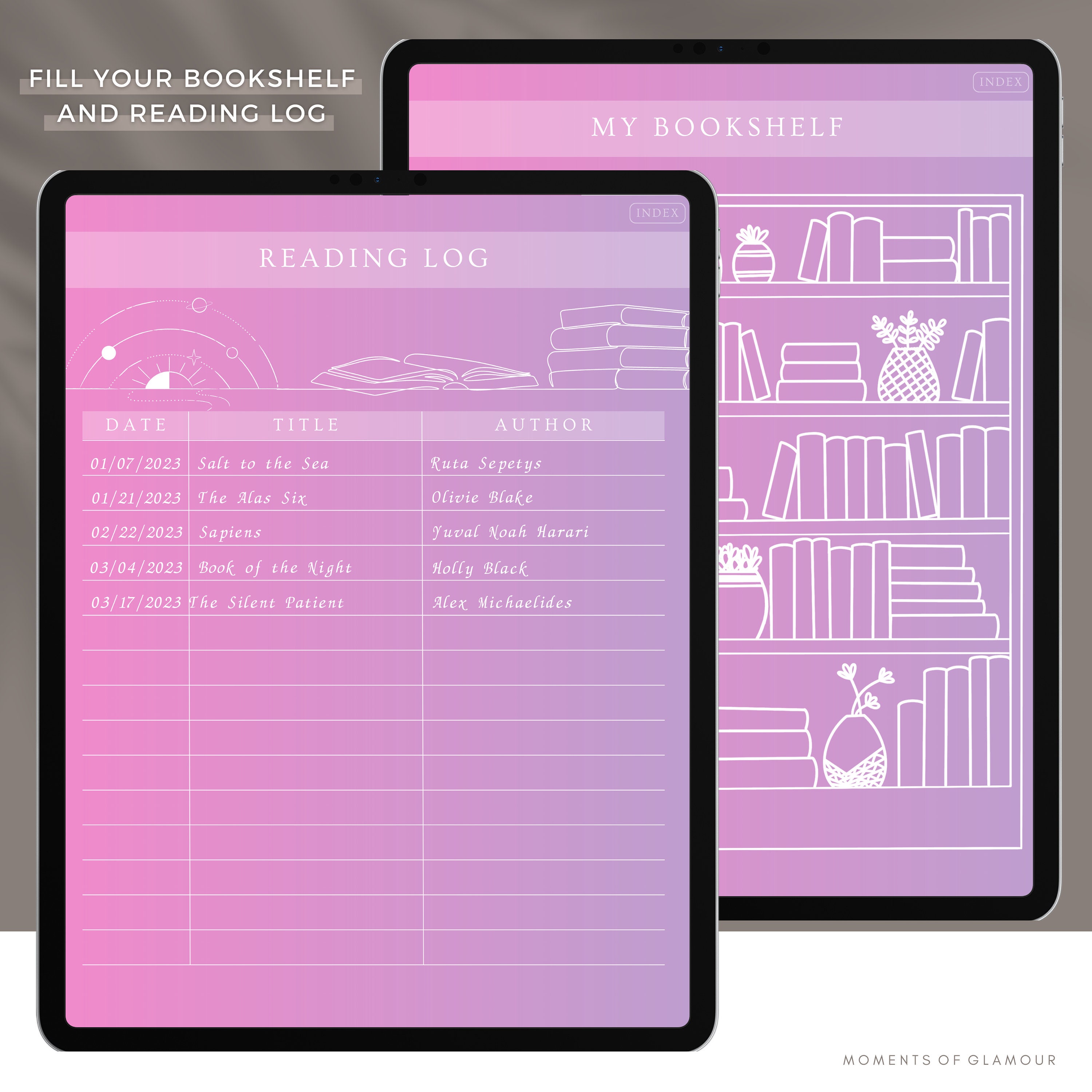 Digital Reading Journal Digital Reading Planner Reading Tracker Pink ...