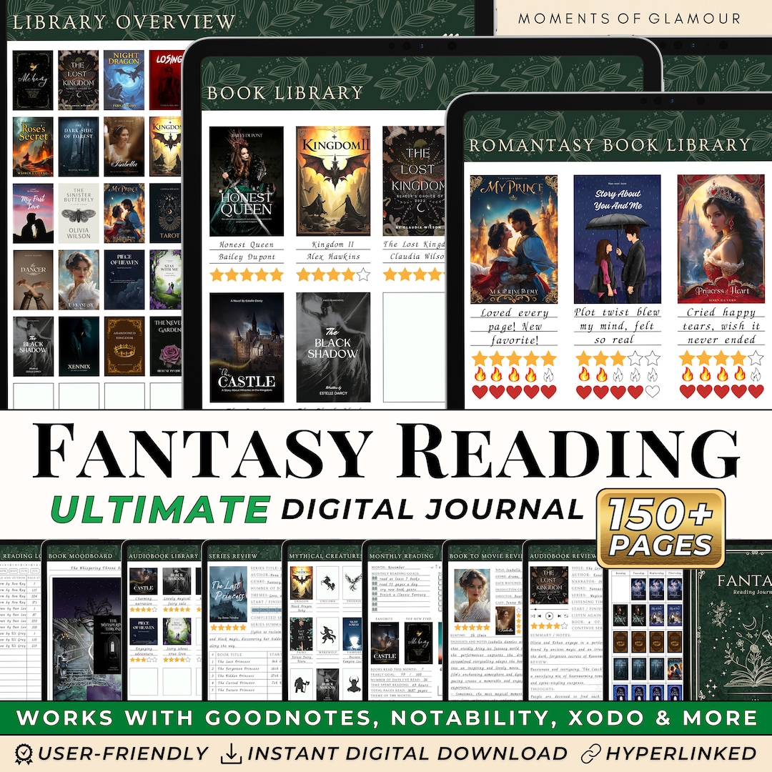 Fantasy Reading Journal Digital Book Journal Romantasy Reader Planner ...