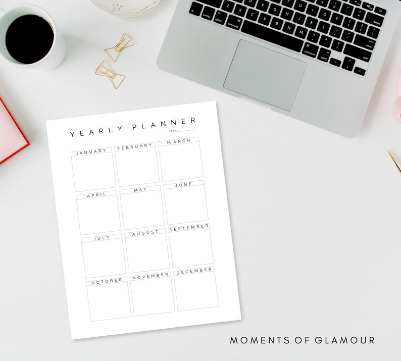 Simple Yearly Planner Year at a Glance Printable & - Etsy