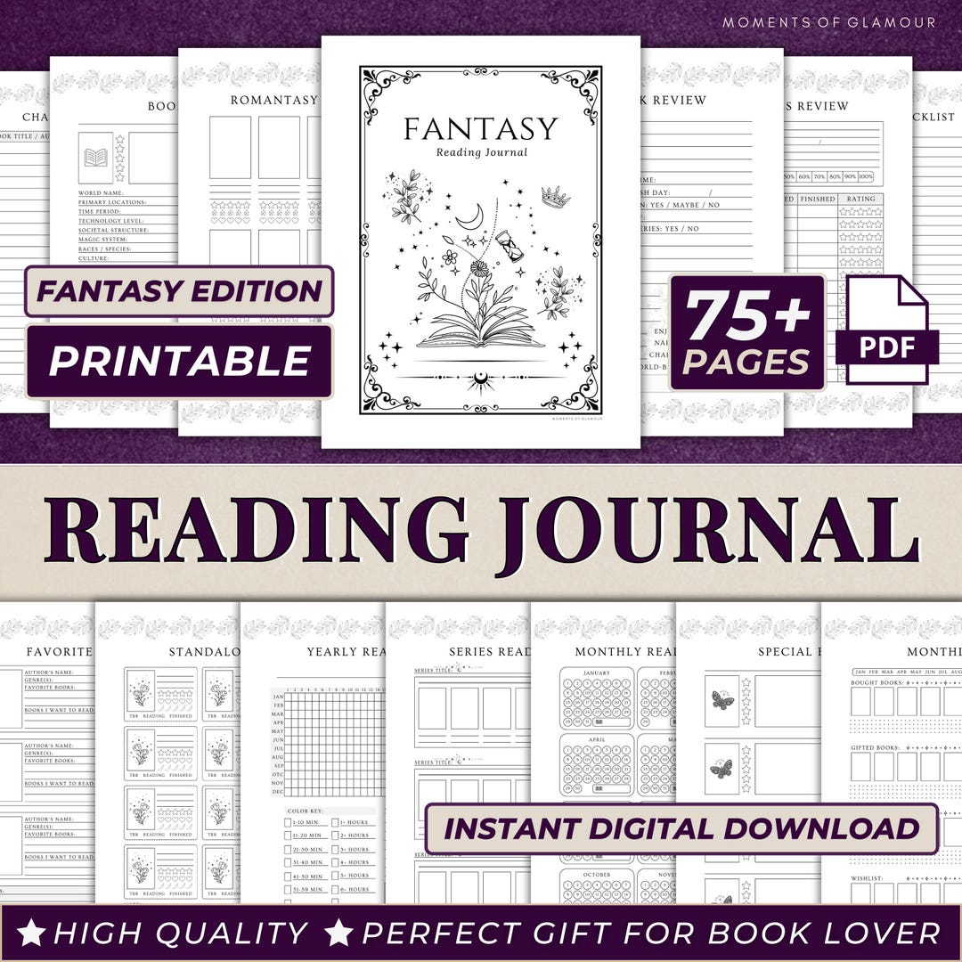 Printable Fantasy Reading Journal PDF Book Tracker Romantasy Reading ...