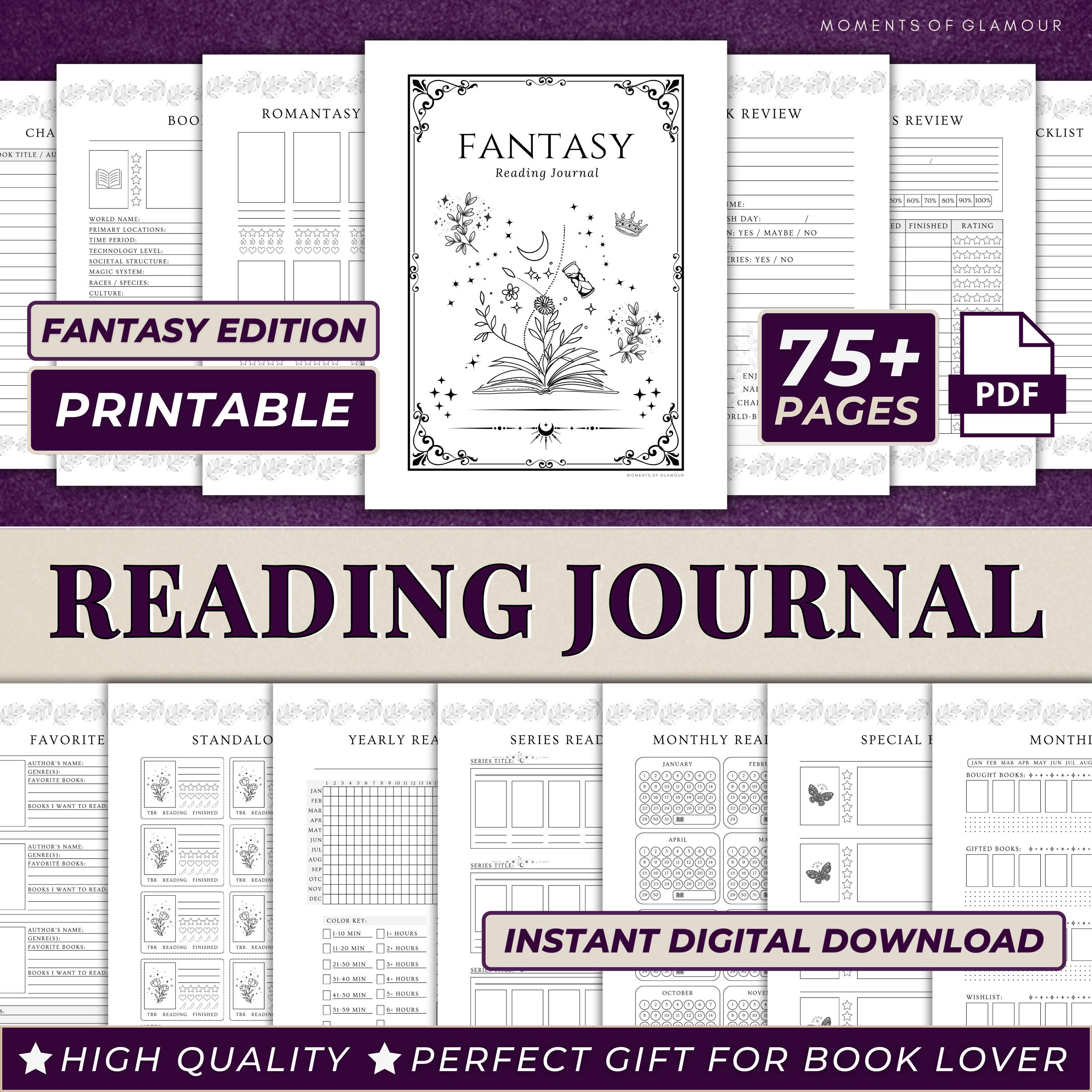 Printable Fantasy Reading Journal PDF Book Tracker Romantasy Reading ...