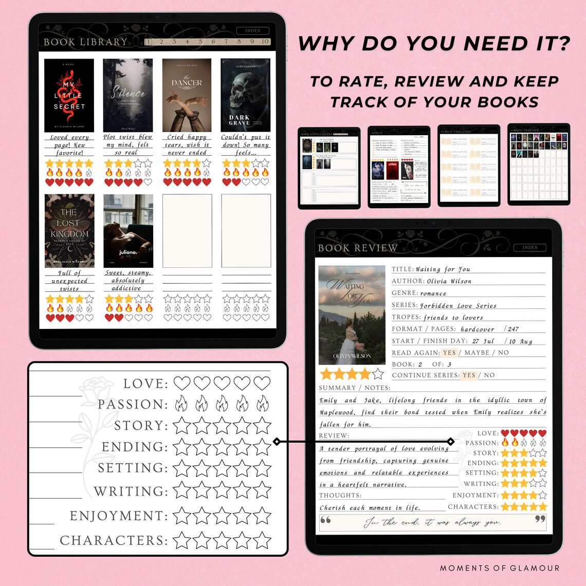 Smut Reading Journal for Romance Reader Book Journal Digital Spicy ...