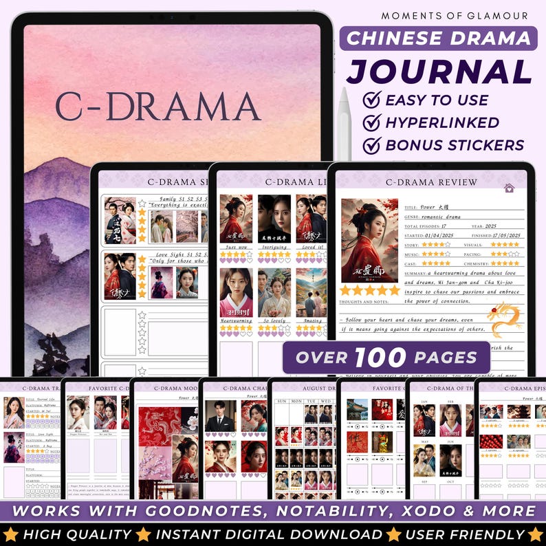 Asian Drama Journal Goodnote Sticker Chinese Drama Tracker Journal ...