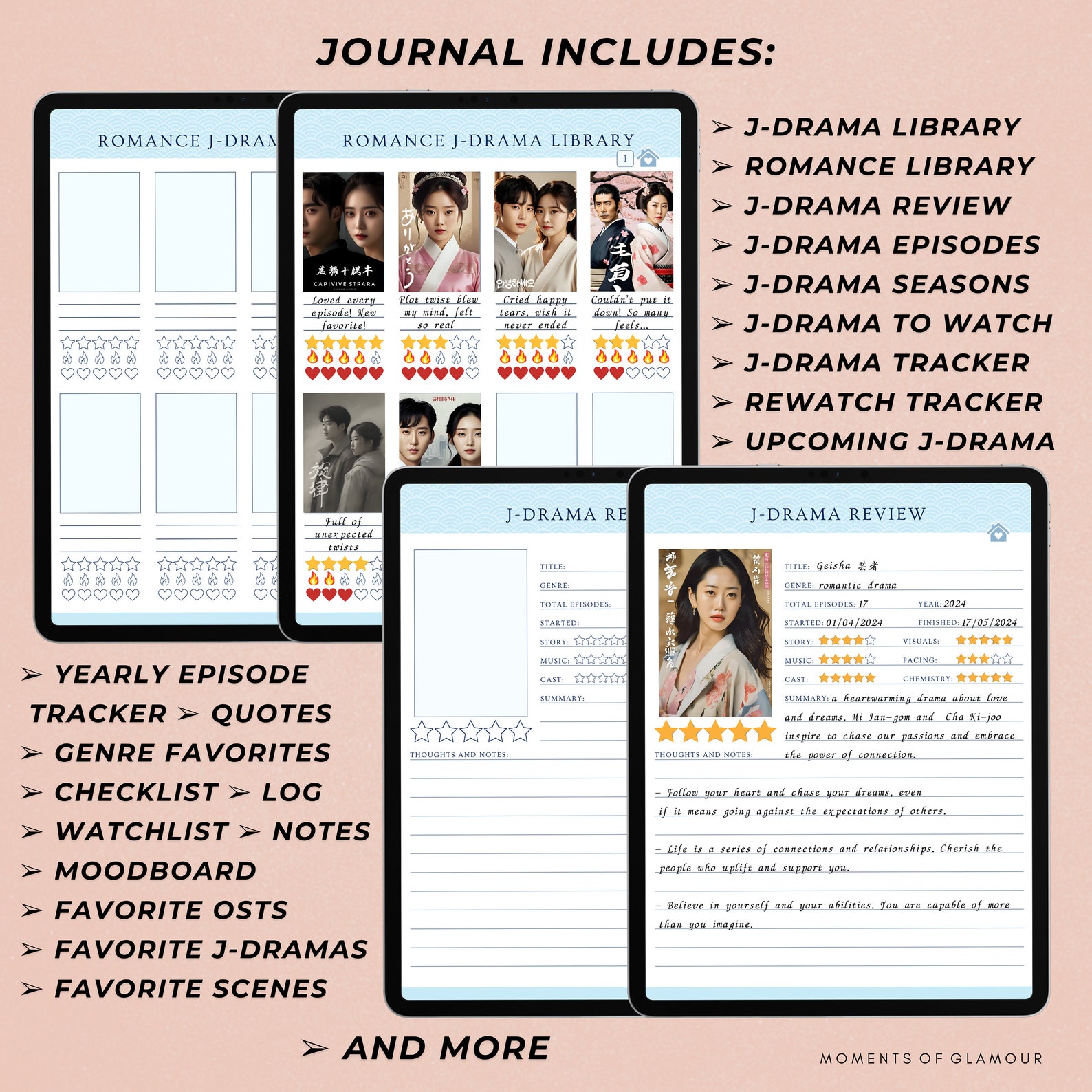 Jdrama Journal Digital Tracker for Japanese Drama Watching Log to Track ...